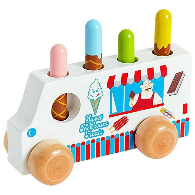 Original Toy Company Kids Play Toddler Ice Cream Truck Toy with Solid ...