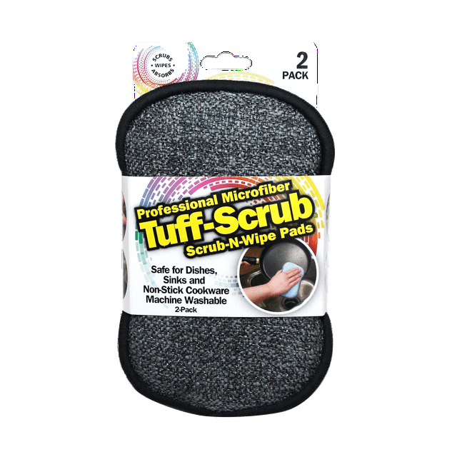 Tuff-Scrub Microfiber Multi-Purpose Cleaner Scrubber Pads, 2-Pack Large ...