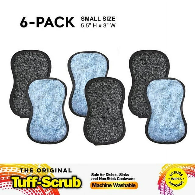 Original Tuff-Scrub Small Professional Microfiber Scrub-N-Wipe Pads, 6 ...