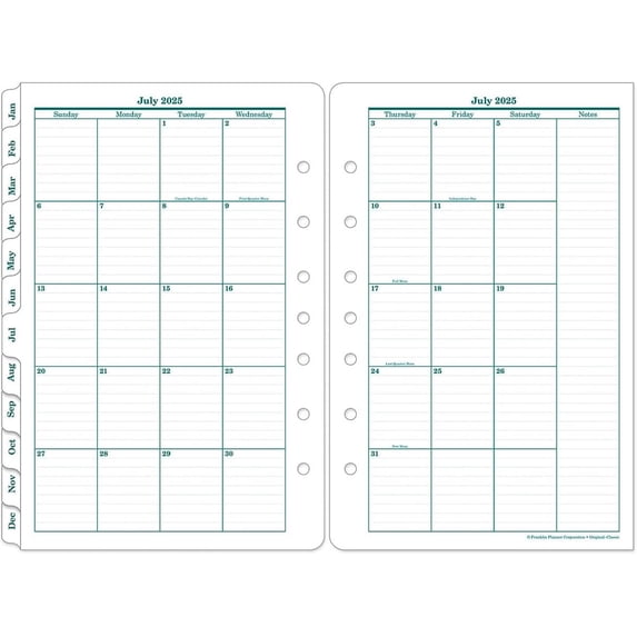 Original Two Page Monthly Calendar Tabs for RingBound Planners (Classic ...