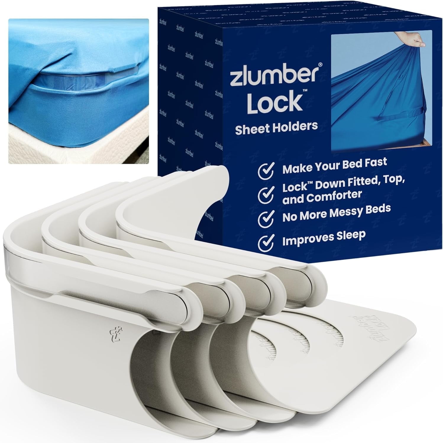 The Original USA Patented Zlumber Lock Sheet Holders - Secure Bed ...