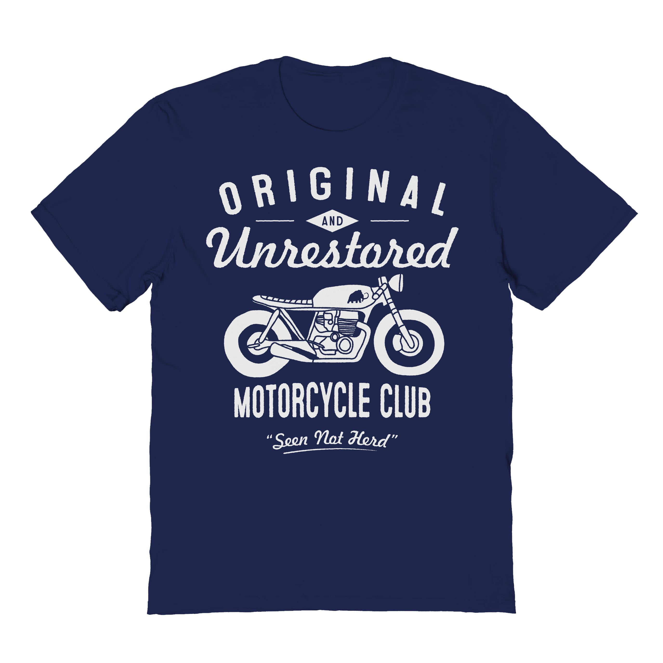 Original & Unrestored Motorcycle Club Graphic Navy Men's Cotton T-Shirt ...