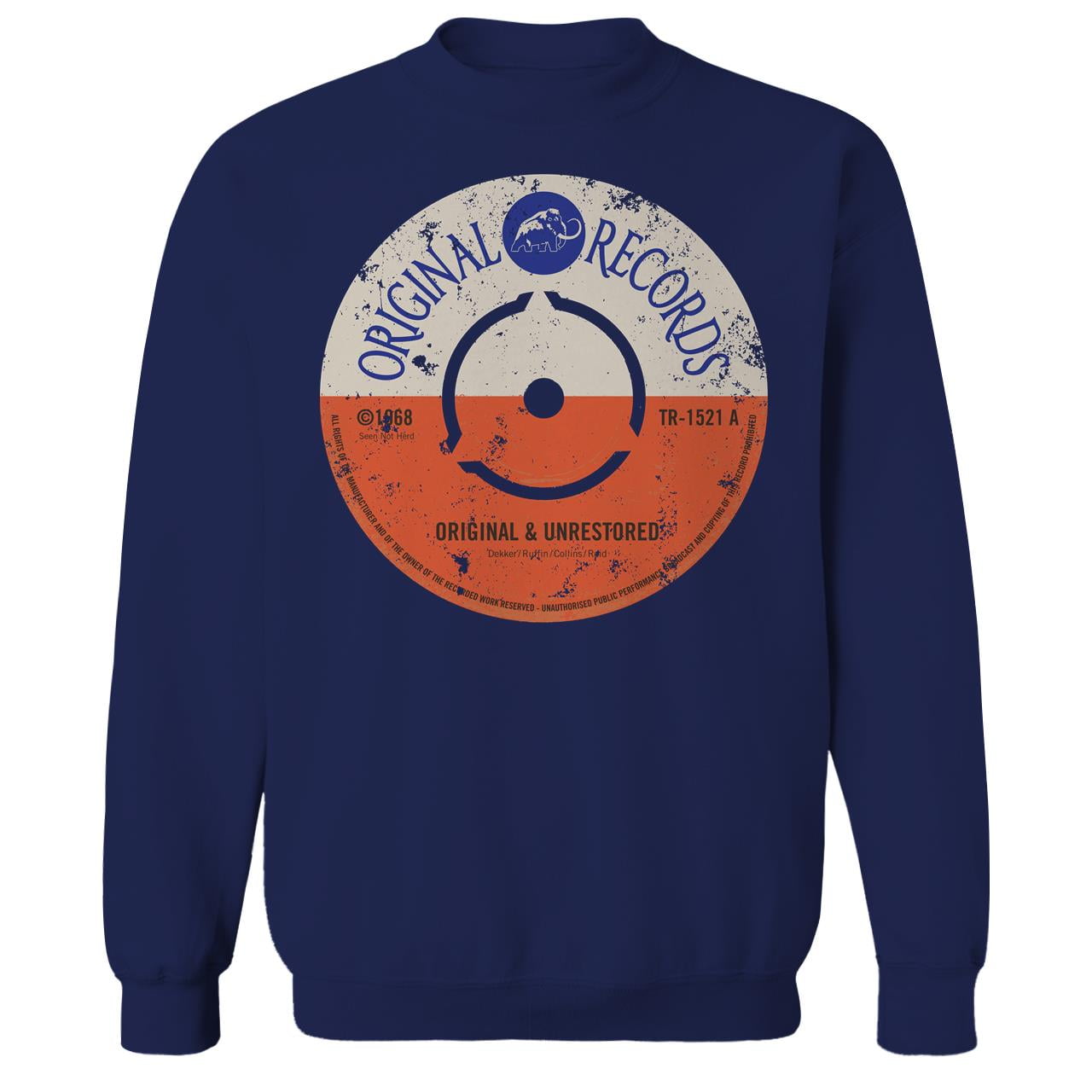 Original & Unrestored Records Graphic Navy Men's Cotton Pullover ...