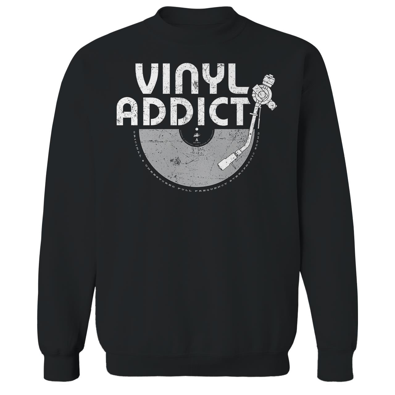Original & Unrestored Vinyl Addict Graphic Black Men's Cotton Pullover ...