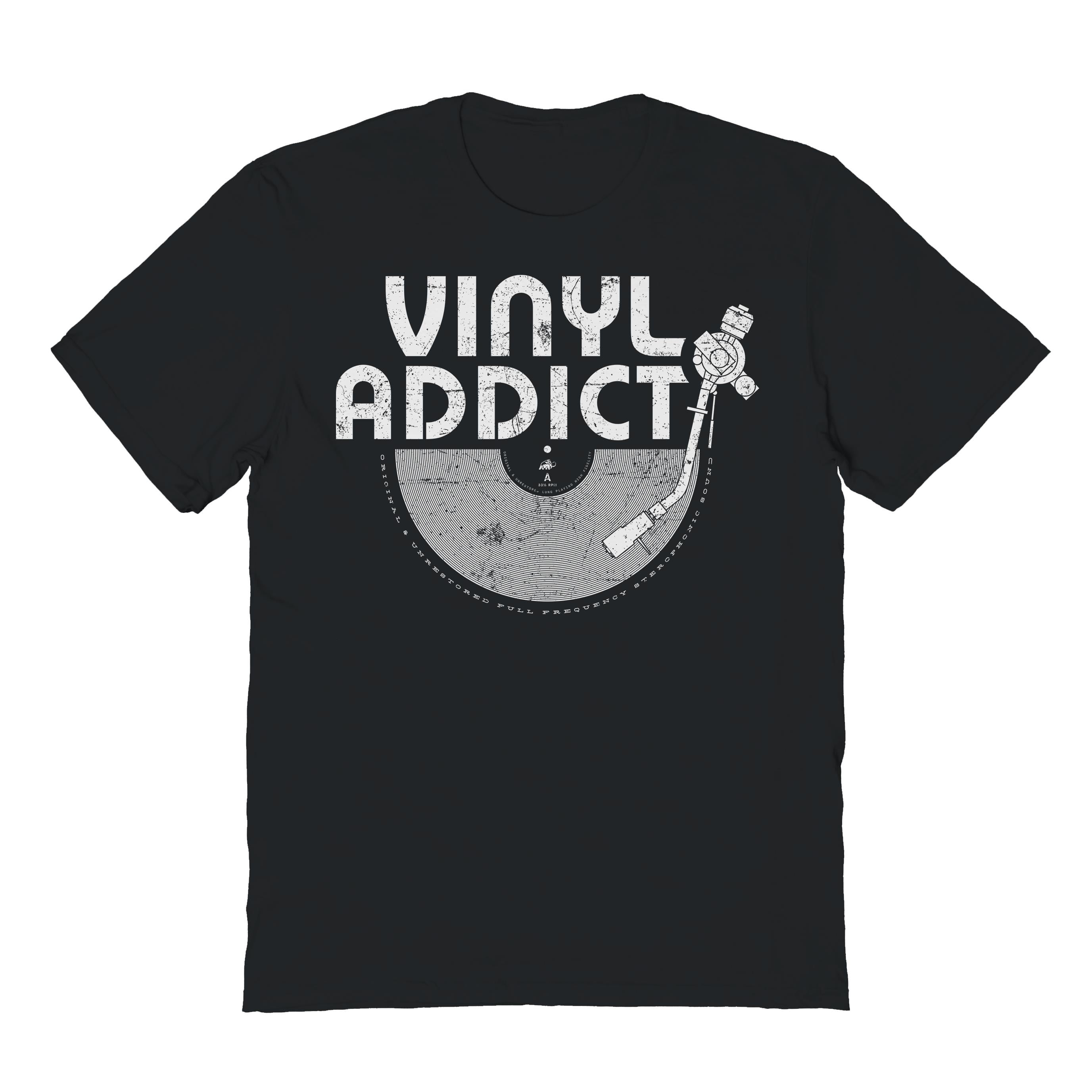 Original & Unrestored Vinyl Addict Graphic Black Men's Cotton T-Shirt ...
