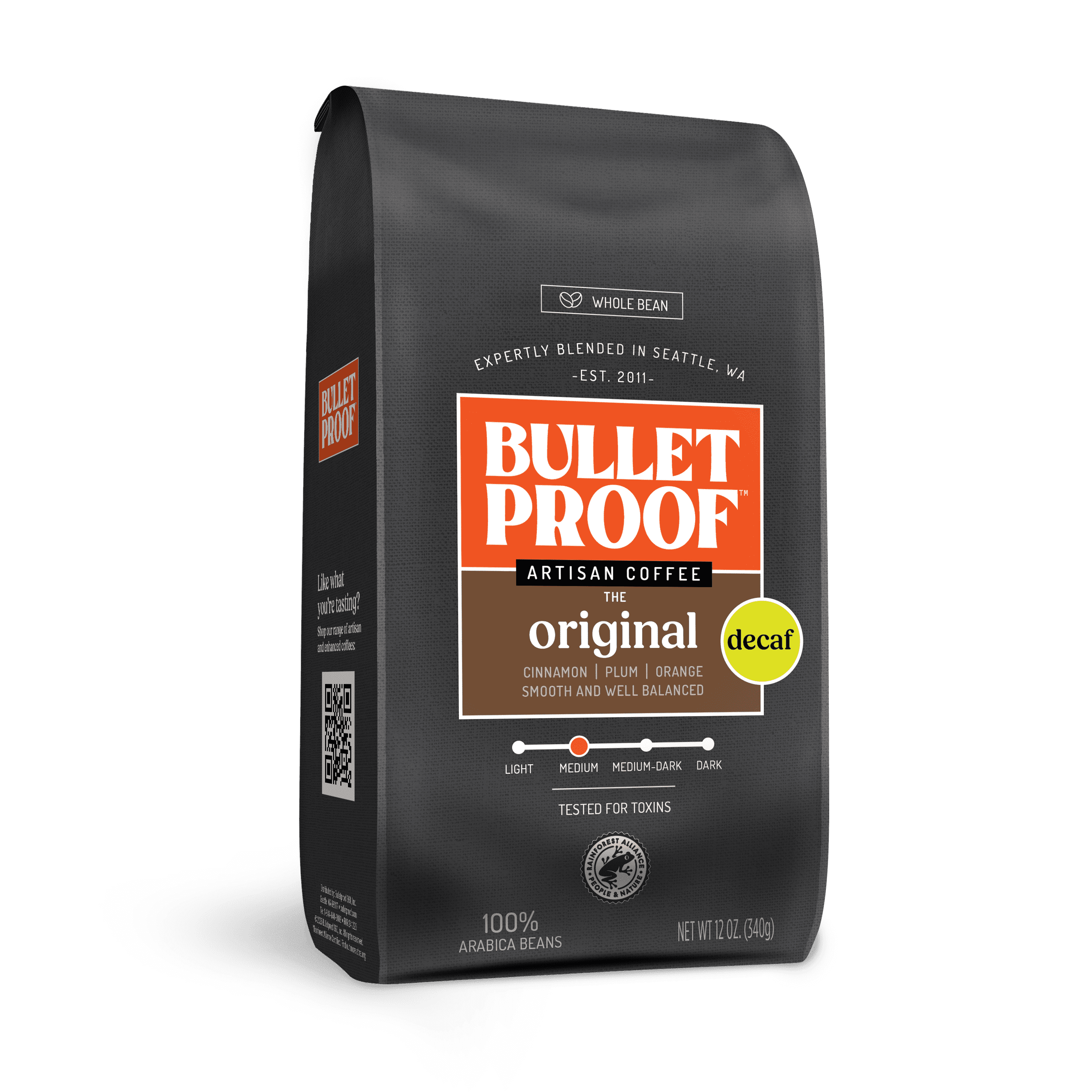 Bulletproof Original Medium Roast Whole Bean Decaf Coffee, 12 Ounces ...