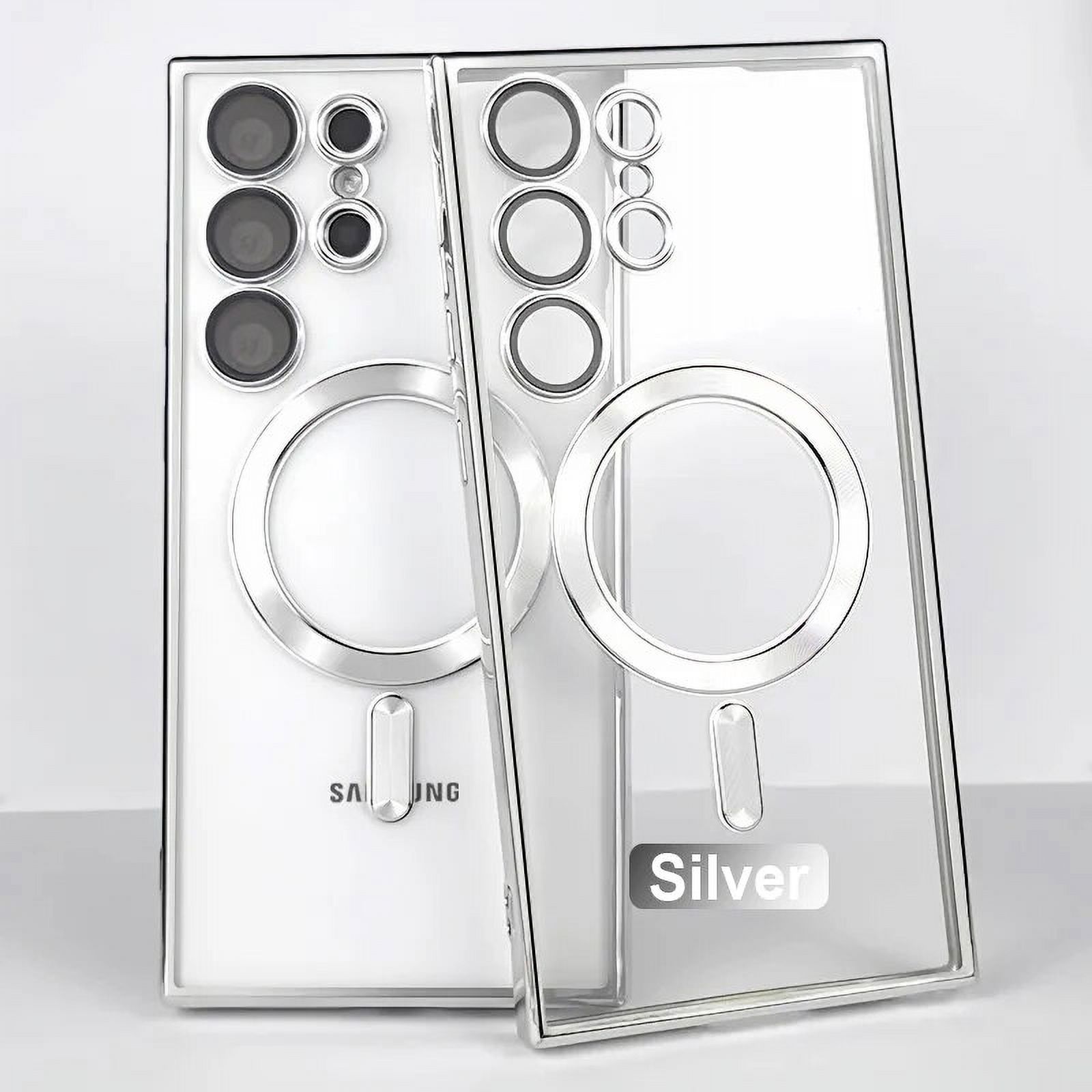 Original Wireless Magnetic Plating Clear Cover For Magsafe Case Samsung Galaxy S21 S22 S23 FE ...