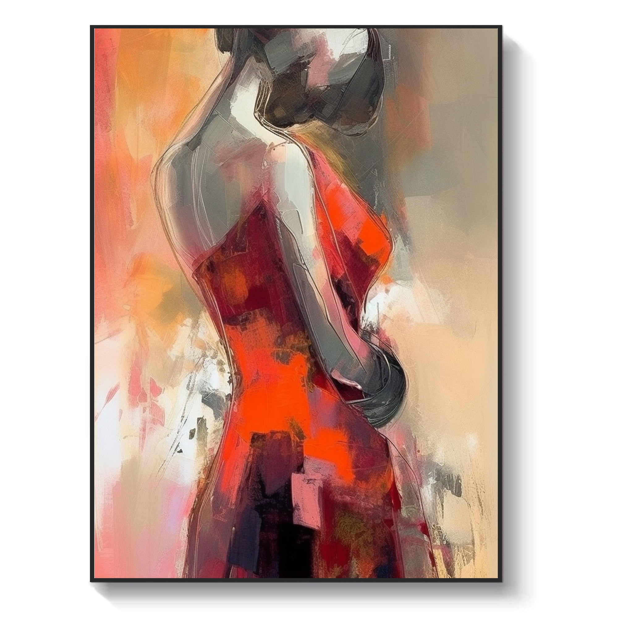 Original background beautiful girl oil painting canvas large wall brown ...