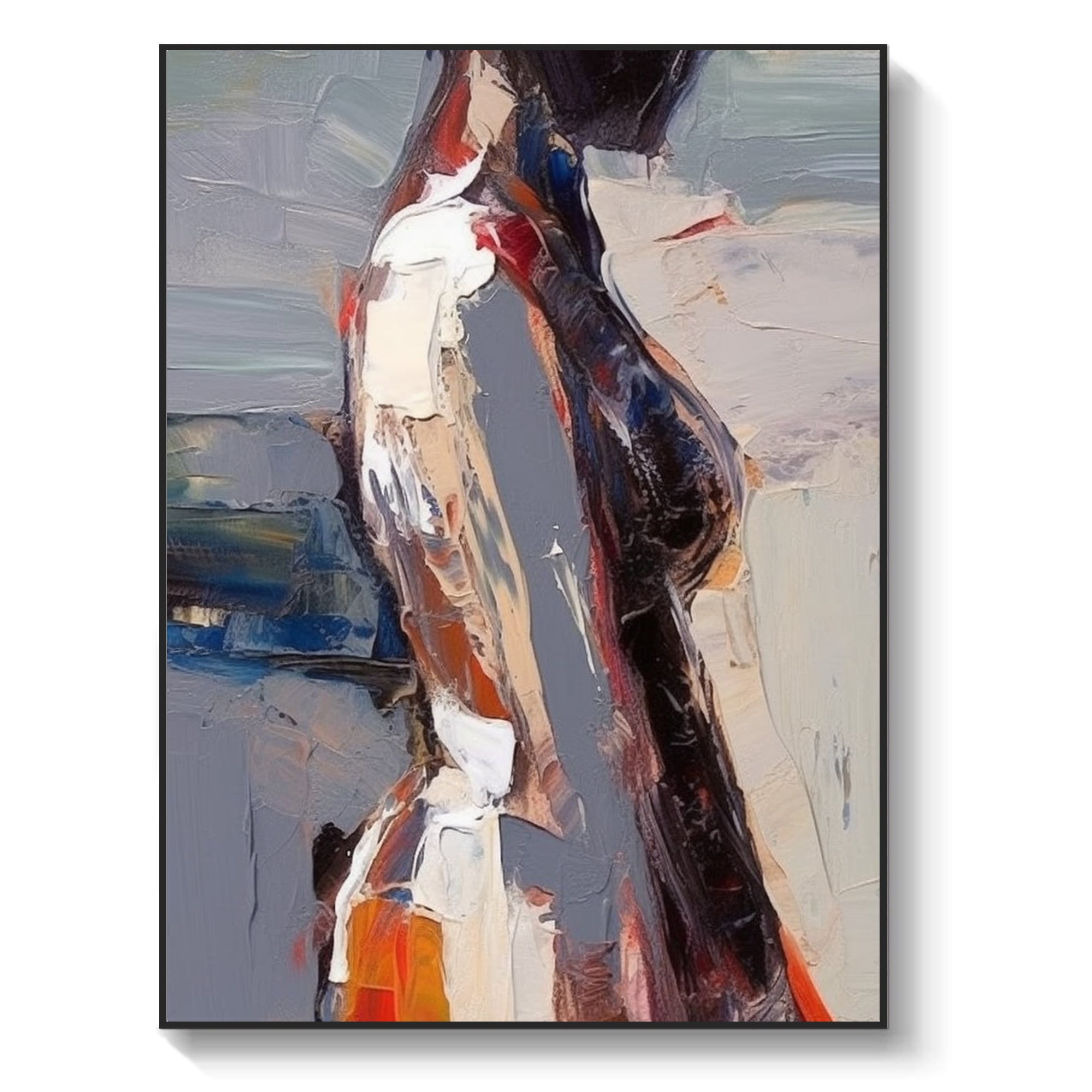 Original female figure oil painting, original abstract female back oil ...