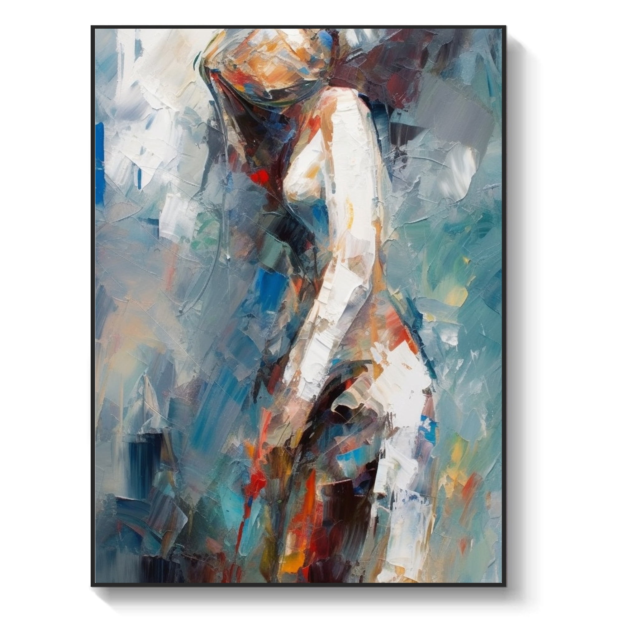 Original handmade women's oil painting evening dress women's abstract ...