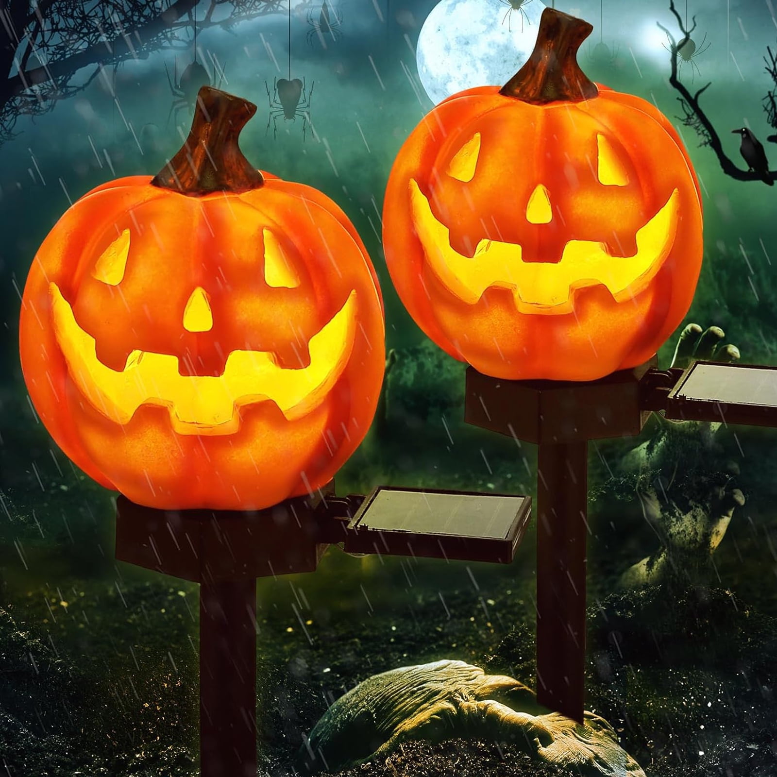 OriginalSourcing Solar Pumpkin Pathway Lights, Jack-O-Lantern for ...