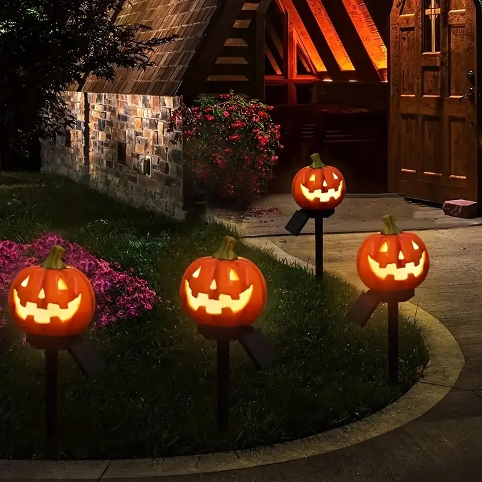OriginalSourcing Solar Pumpkin Pathway Lights, Jack-O-Lantern for ...