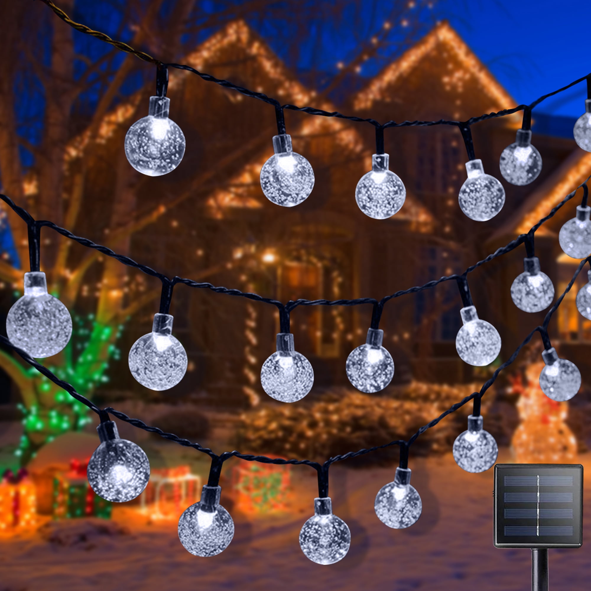 OriginalSourcing Solar String Lights Outdoor 30 LED 20ft Crystal Globe ...
