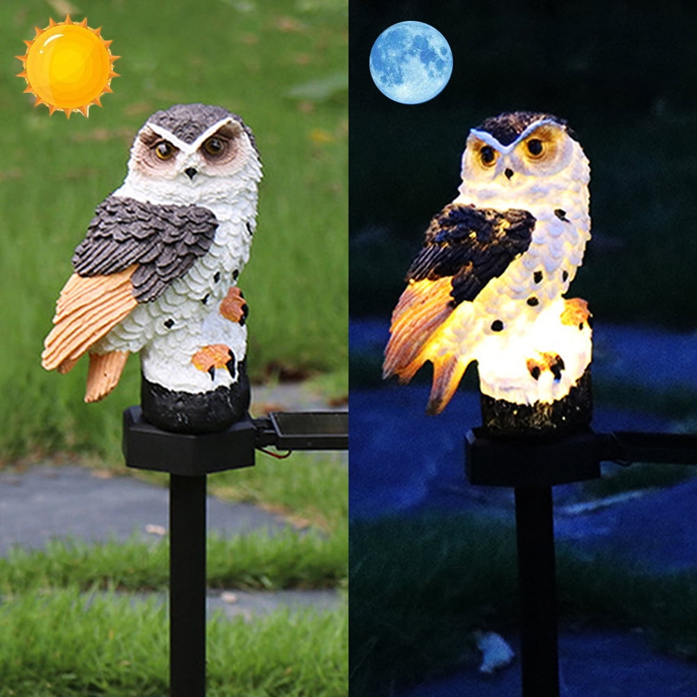 OriginalSourcing Waterproof1.2V LED Garden Owl Solar Lights, Brown ...