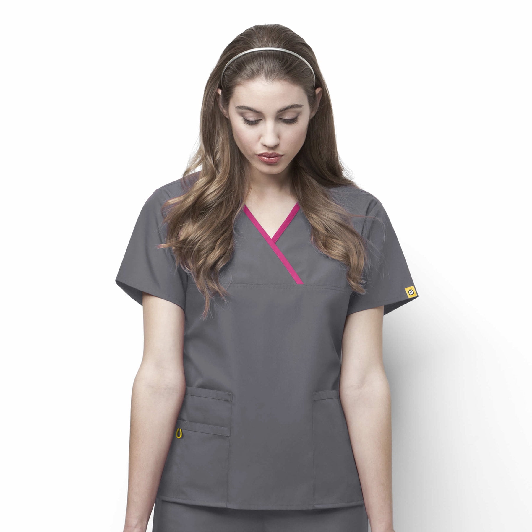 Wink Origins Charlie-Women's Y-Neck Fashion Scrub Top, Pewter, S ...