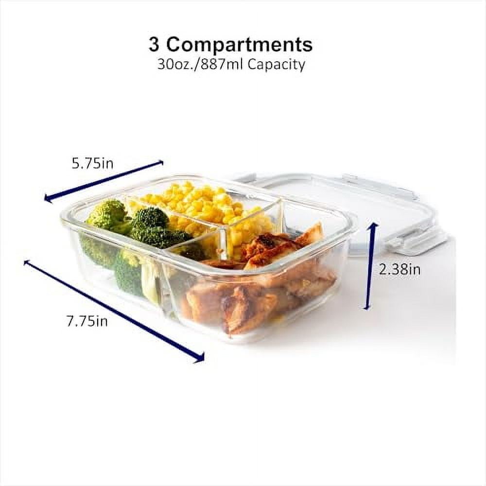 Orii 4 Piece Glass Food Storage Compartment Containers with Lids ...
