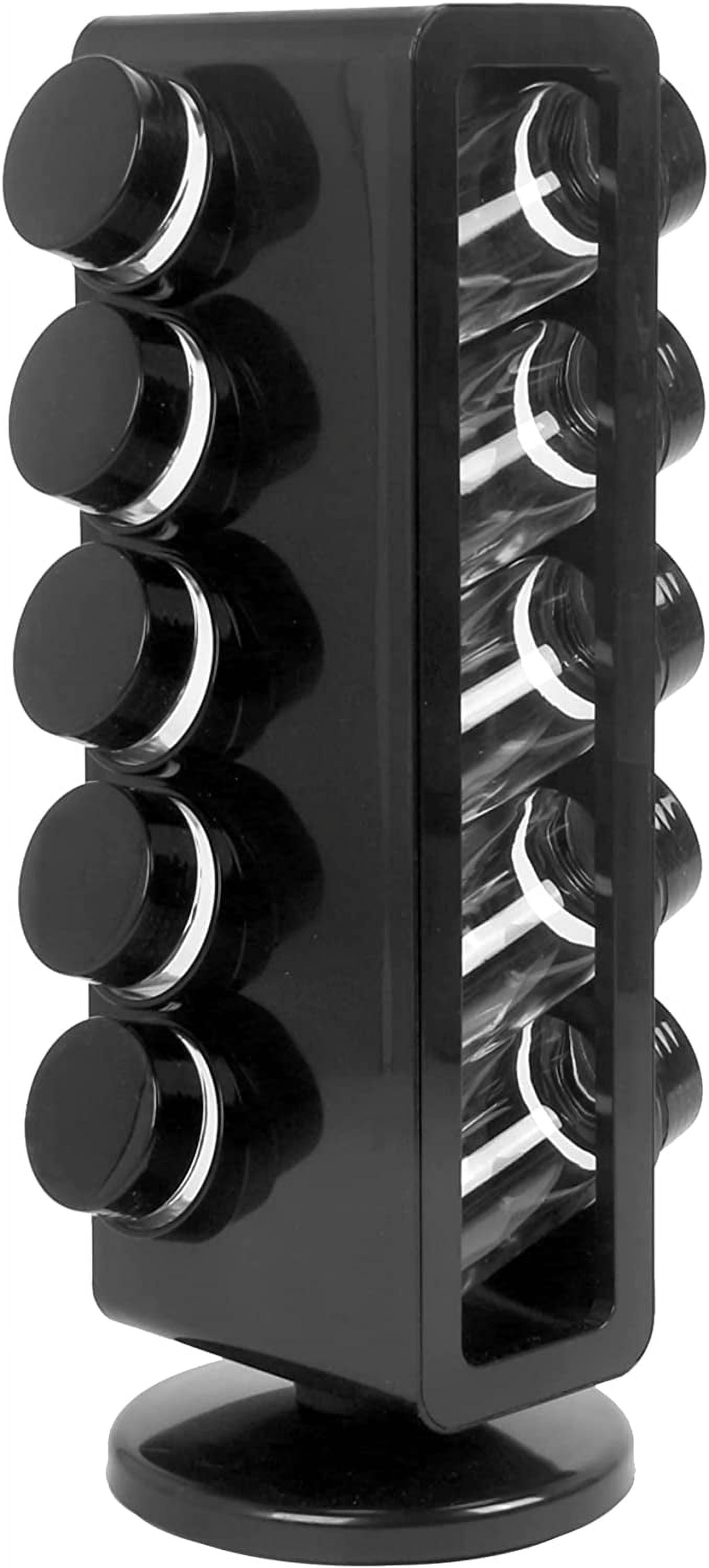 Orii Black Plastic Spice Rack with 10 EMPTY jars and Black Plastic Lids ...