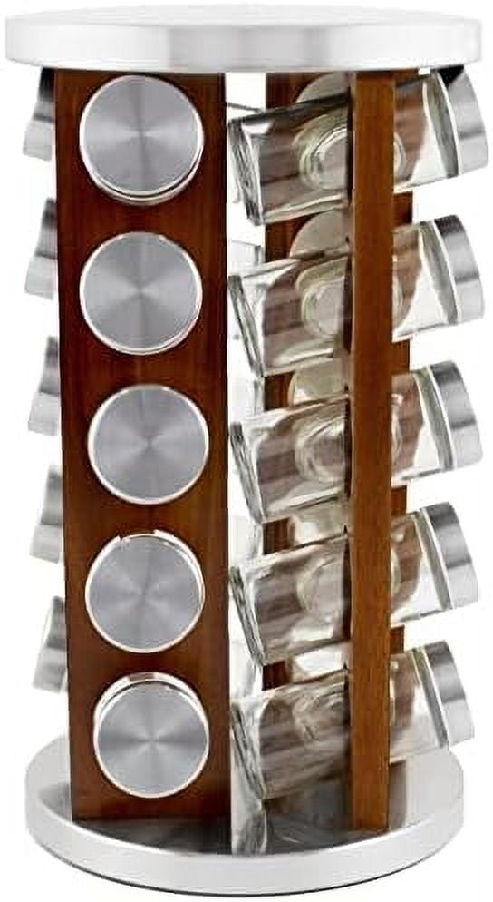 Orii Dark Acacia Wood Spice Rack with 20 EMPTY jars with Stainless ...