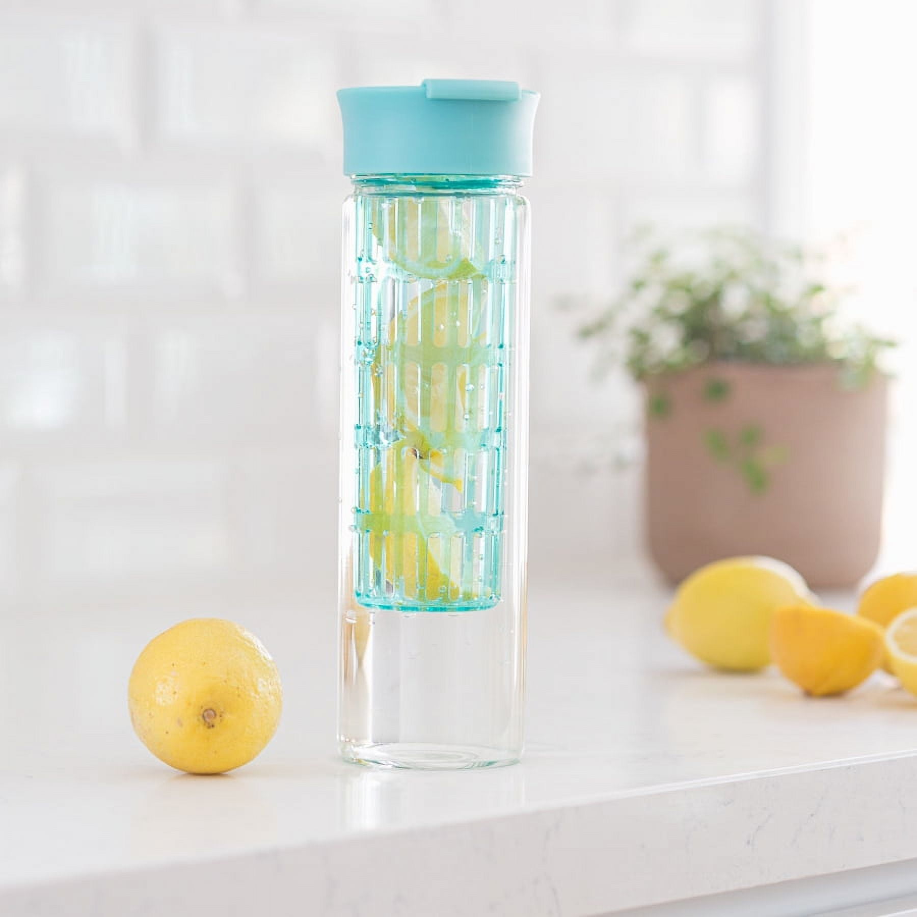 Orii Turquoise BPA Free Glass Hydration Water Bottle with Fruit Infuser ...