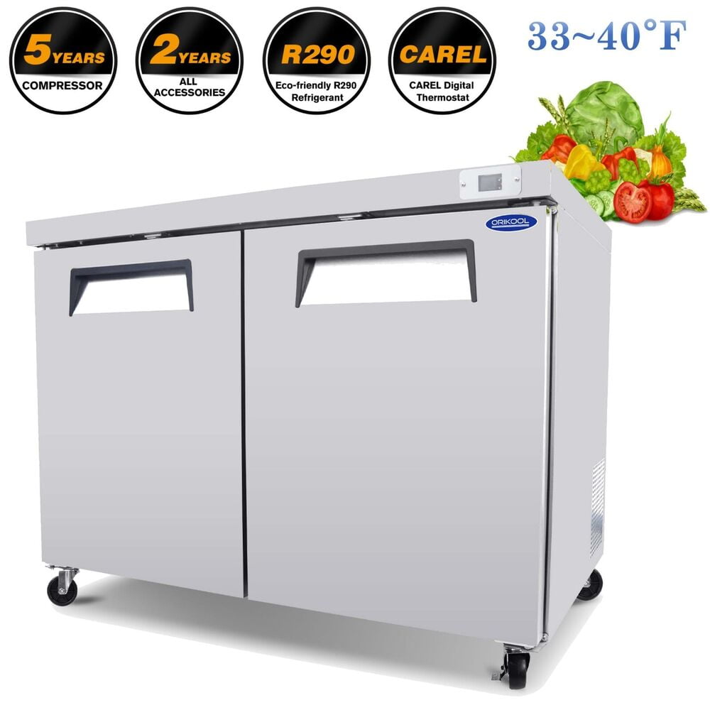 Orikool 48" Undercounter Worktop Refrigerator Prep Table 14 Cu.Ft ...