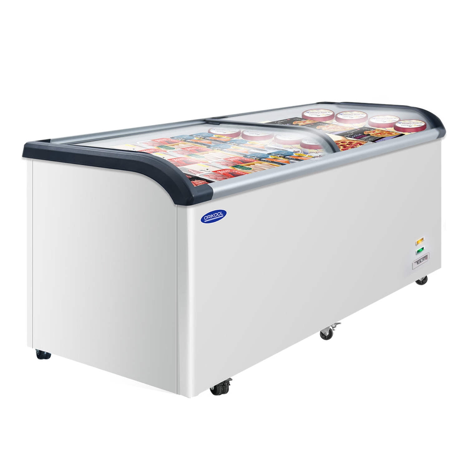 Orikool Curved Top Display Freezer 19.3 Cu.Ft Sliding Glass Lid Ice ...