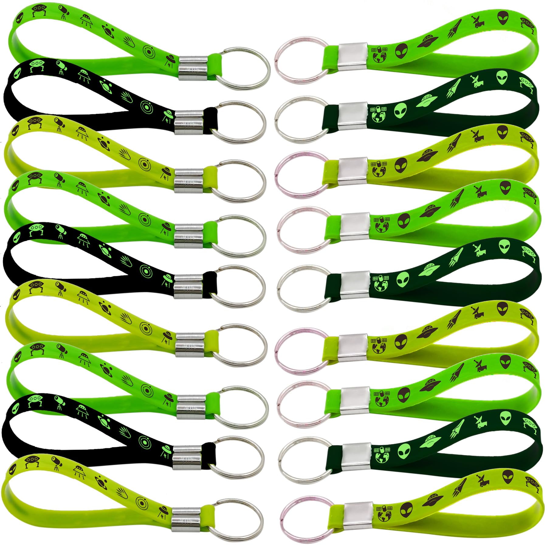 OriniPlay 24 Pieces Green KEF16 Alien Rubber Keychains Party Favors ...