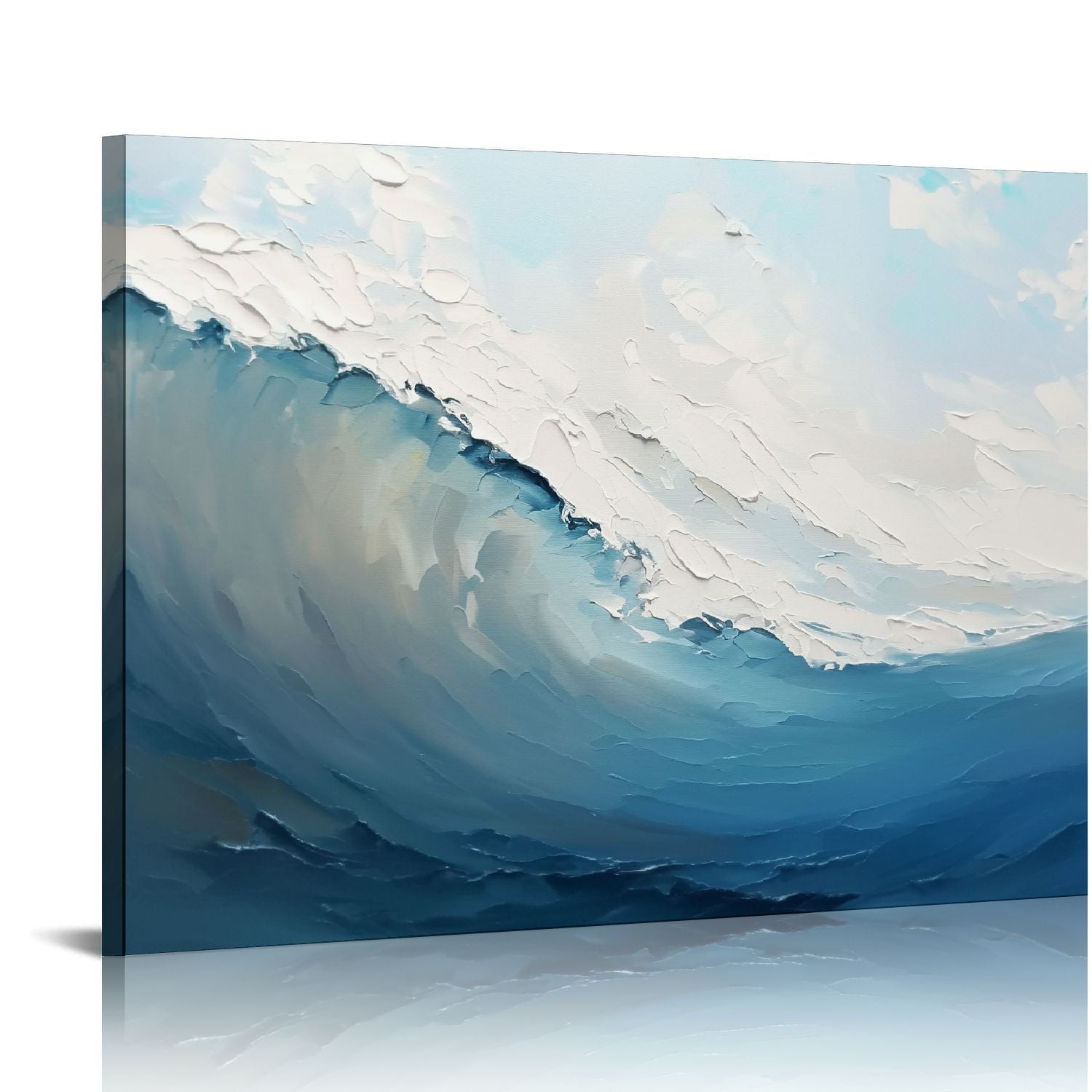 Orinice Abstract Seascape Canvas Wall Art Blue and White Abstract ...