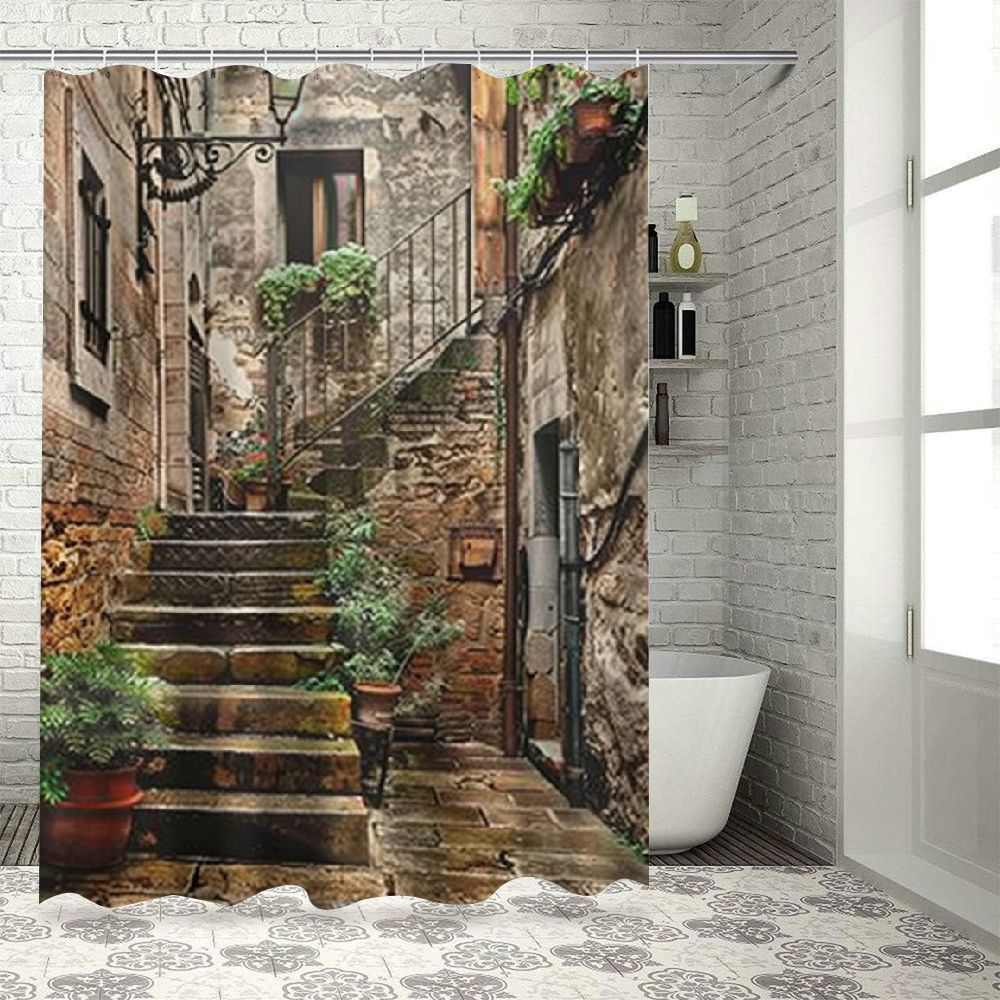 Orinice Ambesonne Italian Shower Curtain, View of Stone Rock House on ...