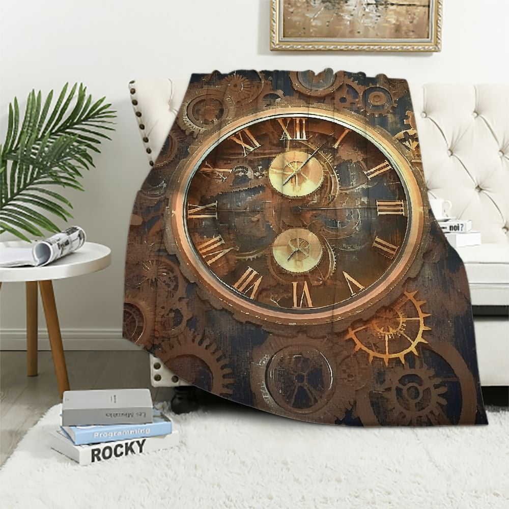 Orinice Ancient Clock Blanket Rusty Steampunk Gears Metal Clockwork ...