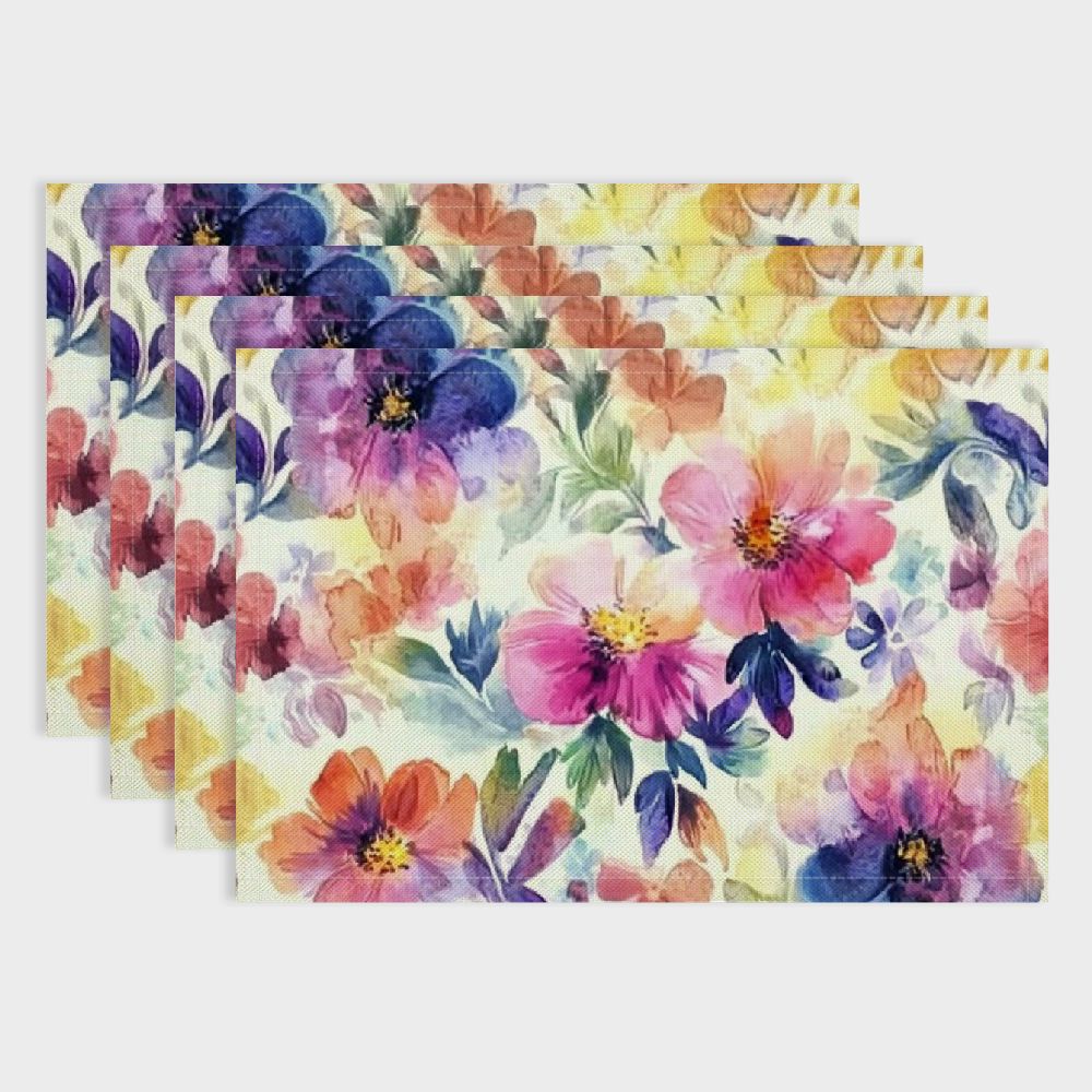 Orinice AnyDesign Sheets Floral Paper Placemat Watercolor Flower ...