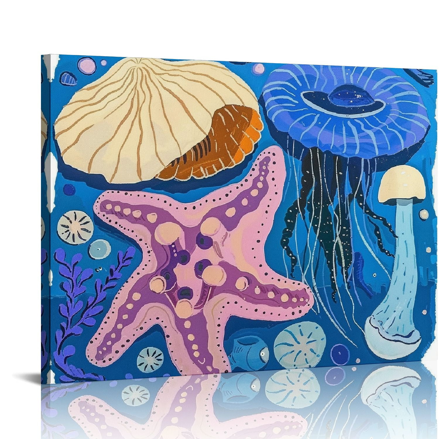 Orinice Aquatic Poster - Retro Jellyfish Print - Seashell Art - Ocean ...