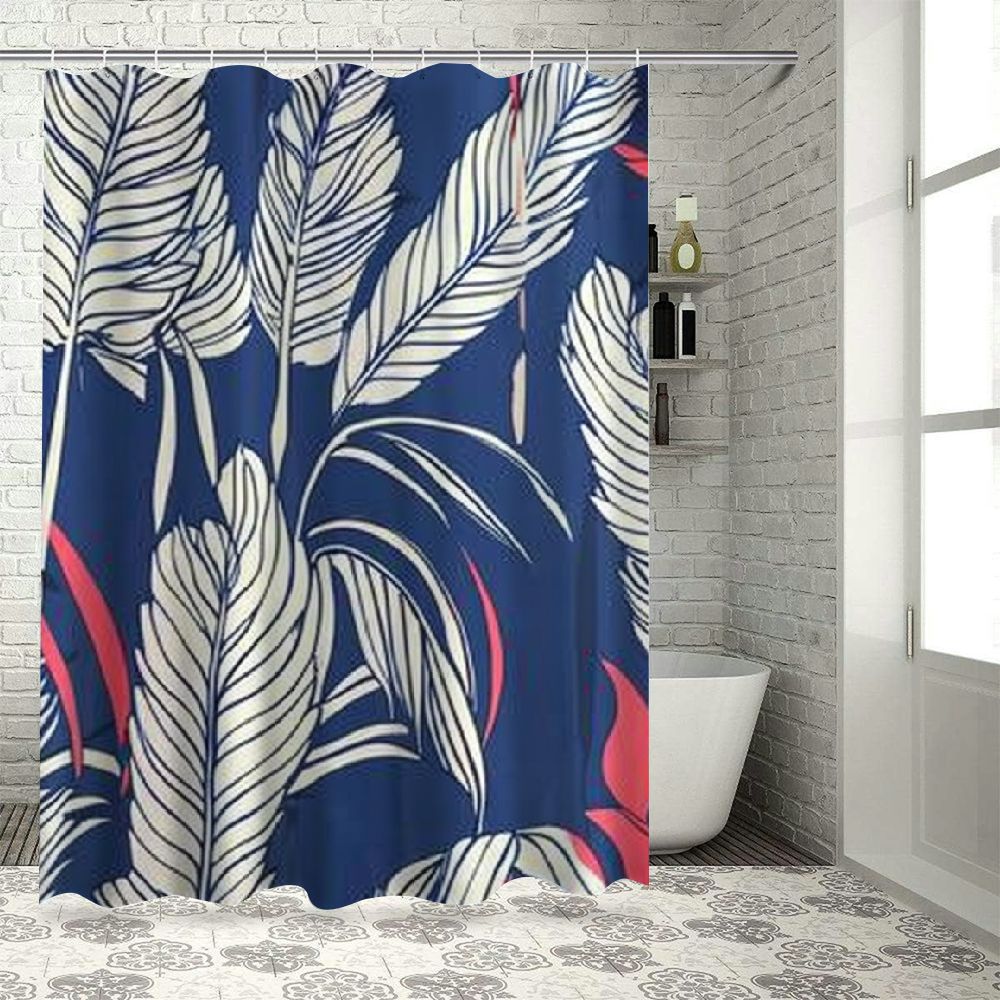 Orinice Bathroom Fabric Shower Curtain Tropical Fish Jungle Plants ...