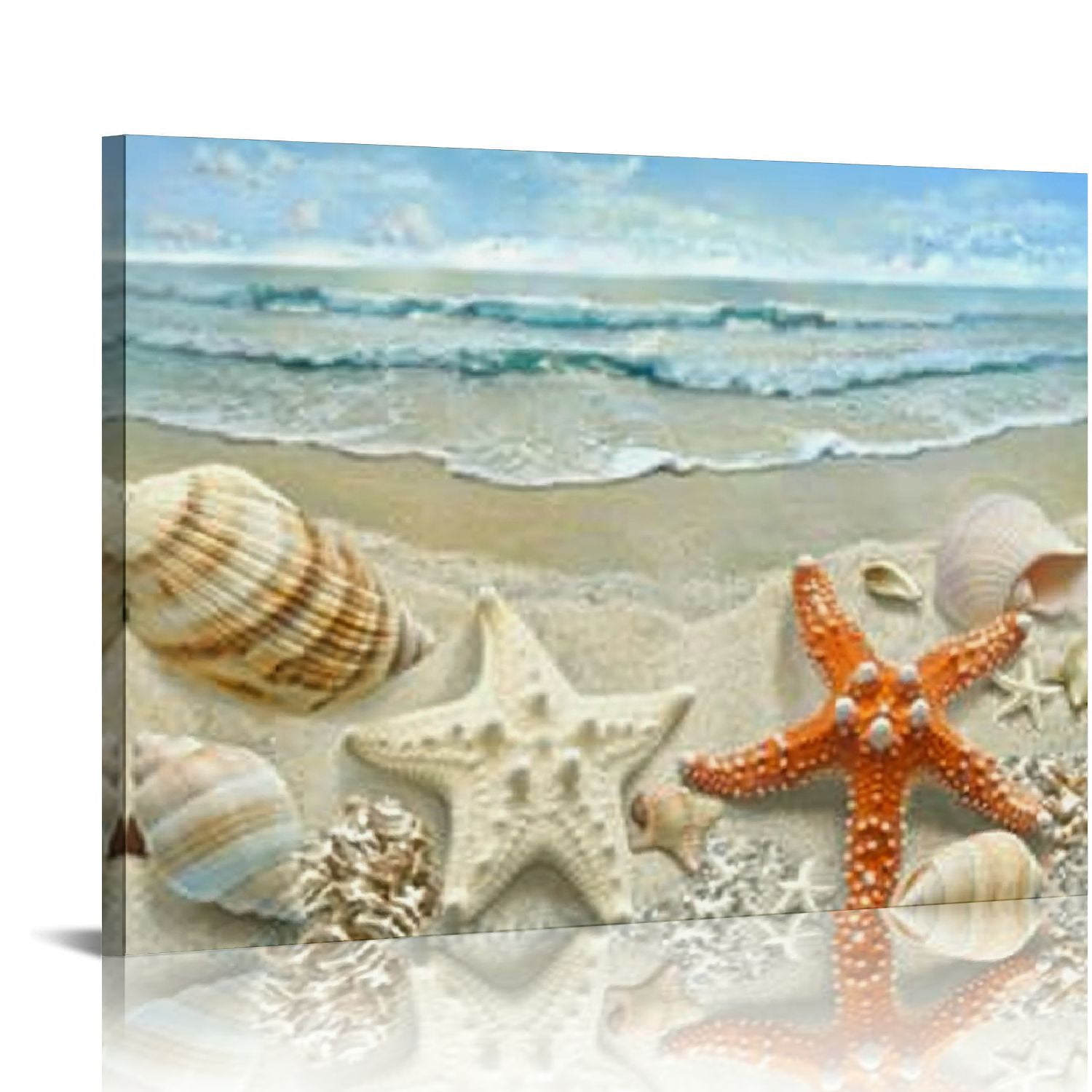 Orinice Beach Wall Art Bathroom Paintings Decor Seashell Starfish ...