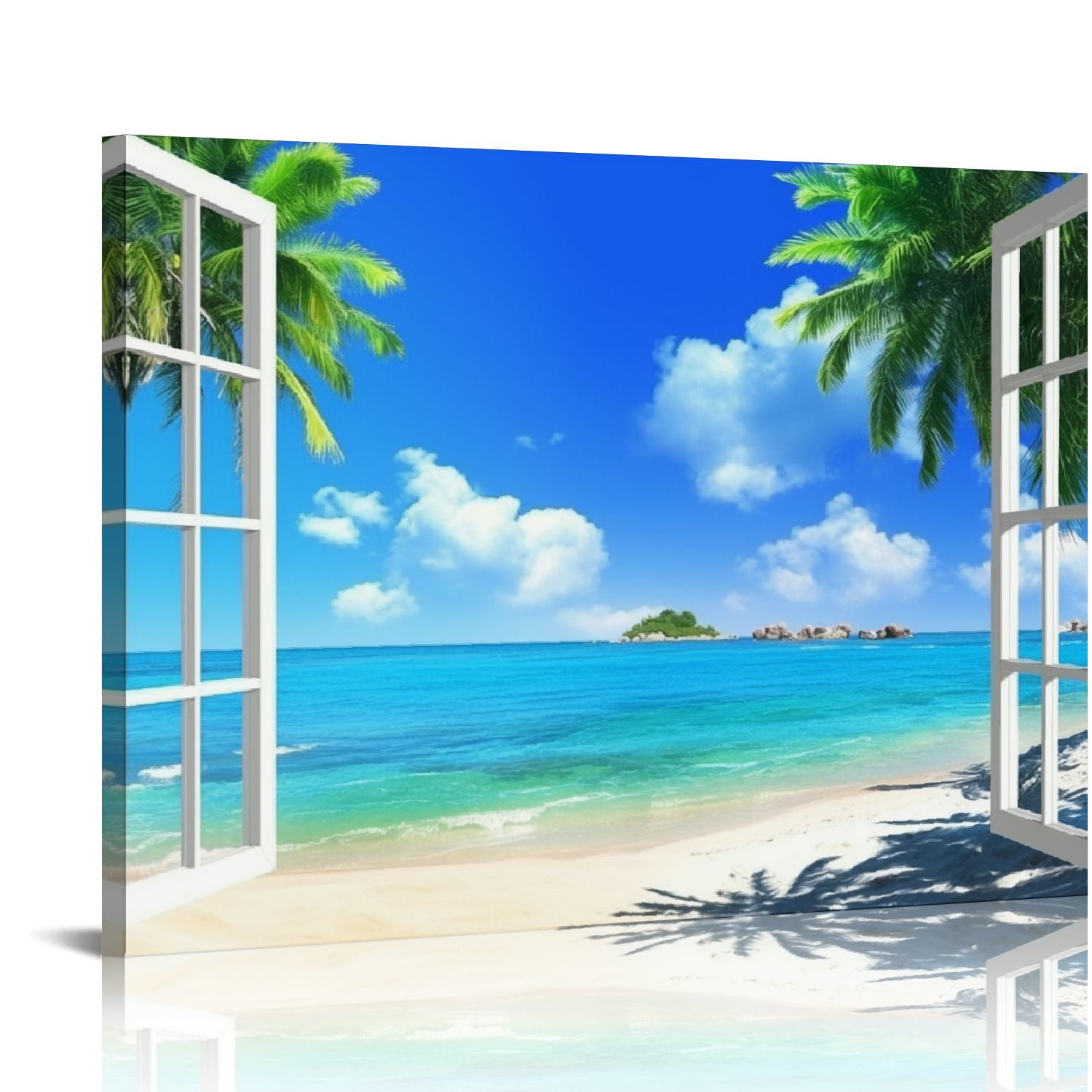 Orinice Beach Wall Art Window Picture Frame Beach Scene Wall Art ...