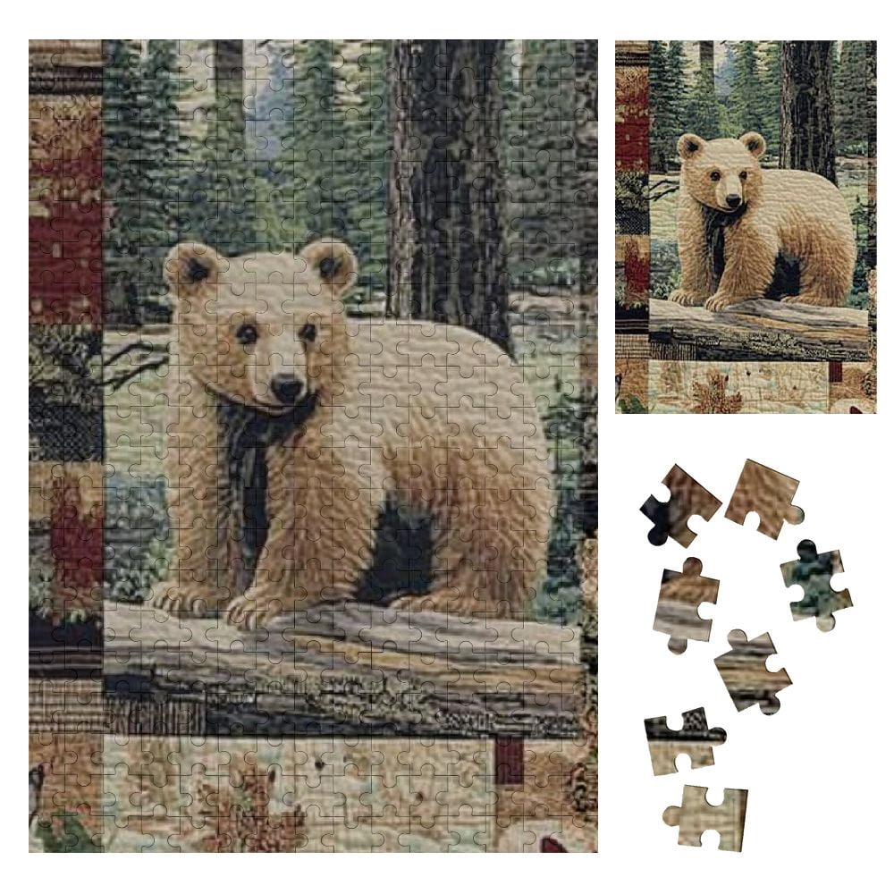 Orinice Bear Bear Cub Wooden Jigsaw Puzzle Vertical Style Puzzle for ...