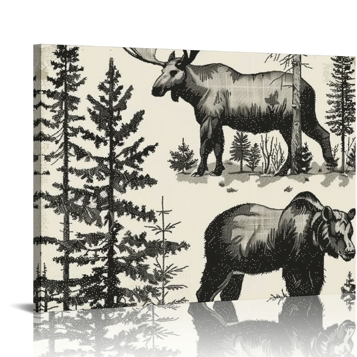 Orinice Bear Moose Woodland Fine Art Aesthetic Poster Print Wall ...