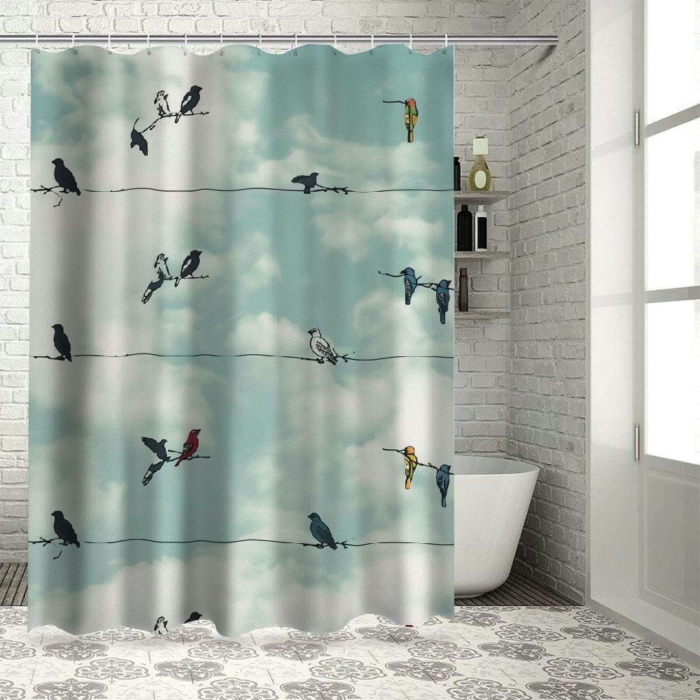 Orinice Bird Shower Curtain, Cute Shower Curtain Colorful Funny Animal ...