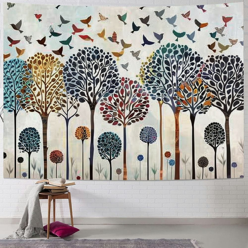 Orinice Birds Tapestry Wall Hanging Unique Style Graphic Tapestries ...