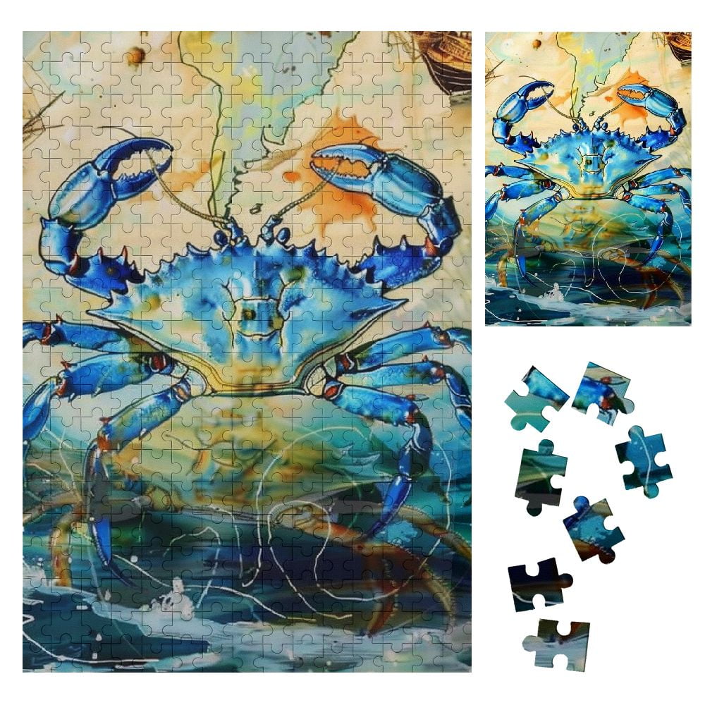 Orinice Blue Crab Ocean Ship Wooden Jigsaw Puzzle Vertical Style Family ...