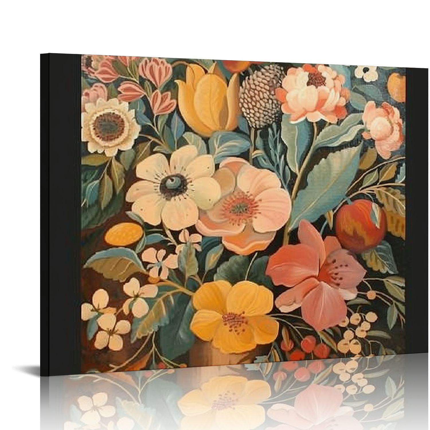Orinice Boho Floral Wall Art Decor Abstract Flower Canvas Painting Mid Century Modern Botanical ...