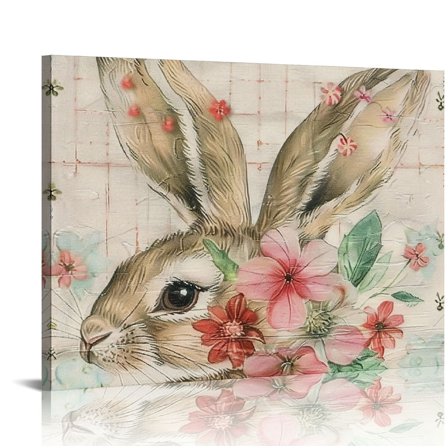 Orinice Bunny Flowers Hat Fine Art Aesthetic Poster Print Wall Painting ...