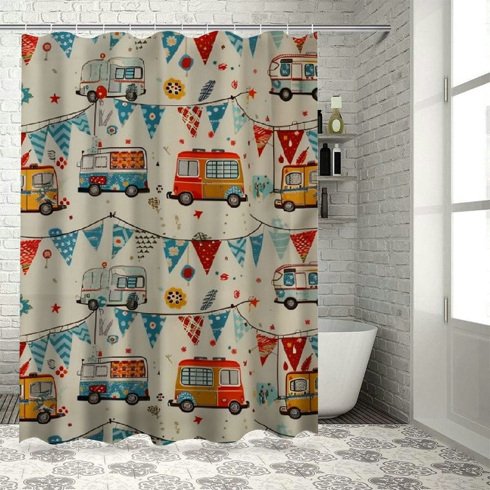 Orinice Camper Bathroom Curtains Camp Travel Car Bath Curtain, Happy ...