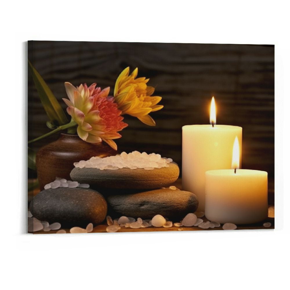 Orinice Canvas Print Wall Art Candle Massage Stone Nature Wilderness ...