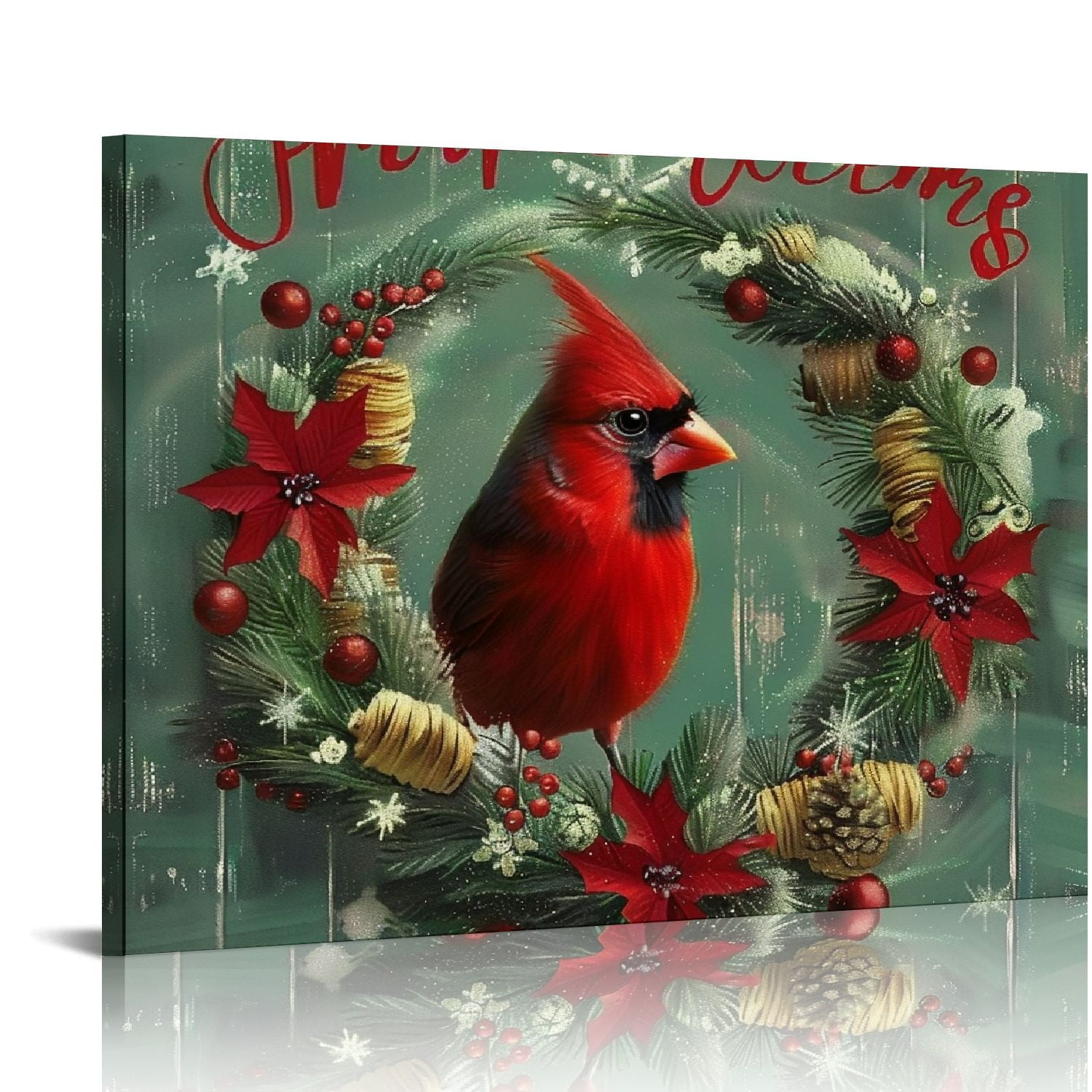 Orinice Cardinal Wreath Folk Art Fine Art Aesthetic Poster and Print ...