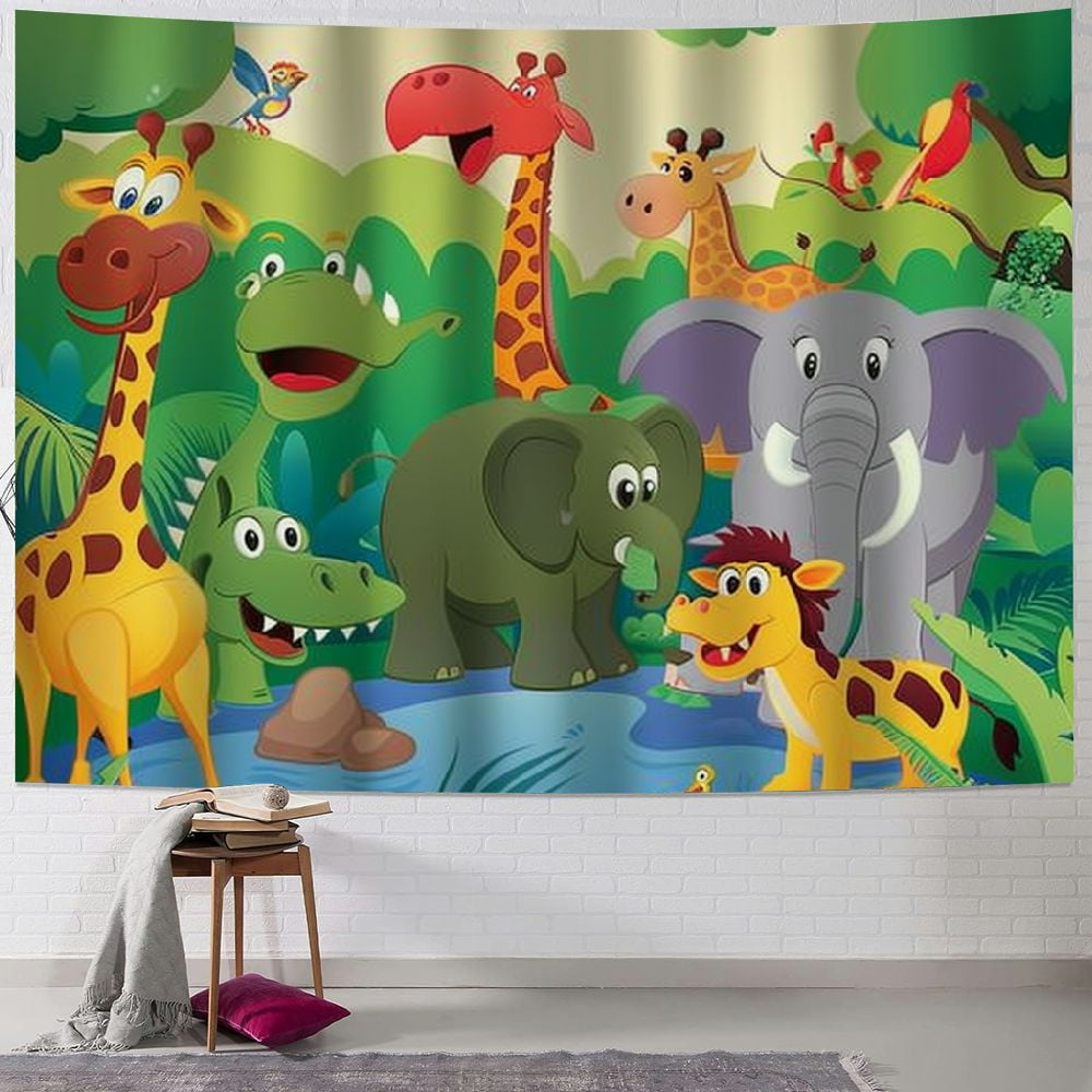 Orinice Cartoon Animals Tapestry Wall Hanging Unique Style Graphic ...