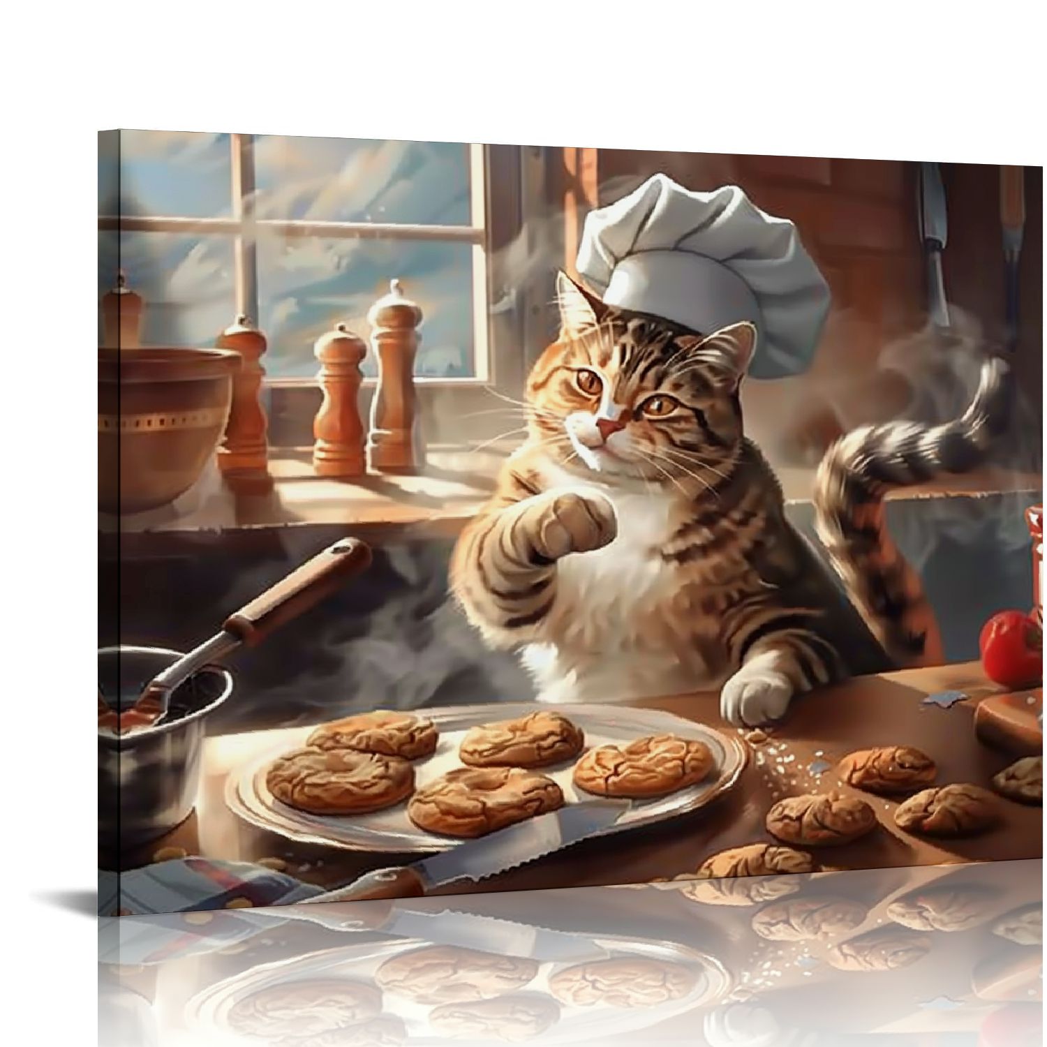 Orinice Cat In Chef Hat Decor Pet Canvas Wall Art Animal Lover Pictures ...