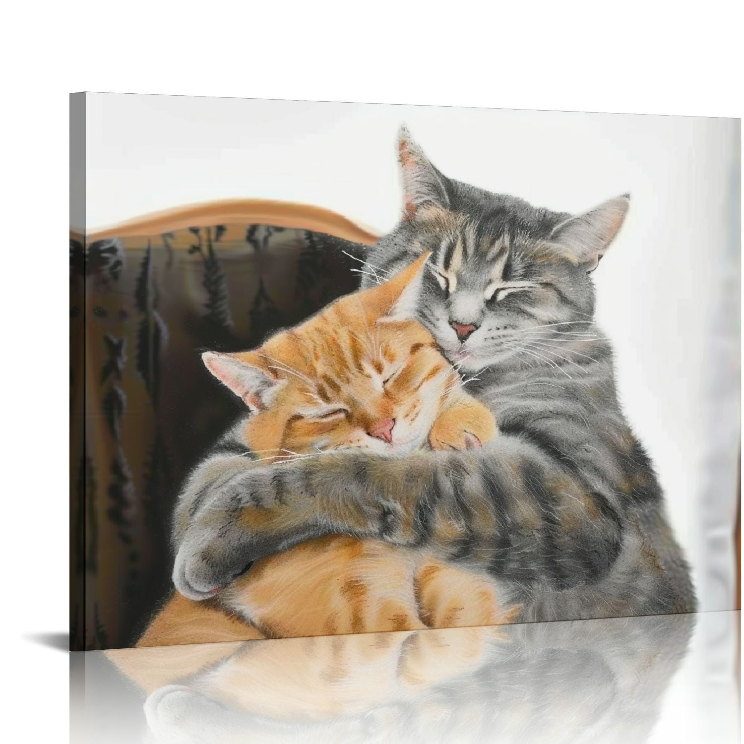 Orinice Cat Snuggles in Love Art Print - Watercolor Painting, Orange ...