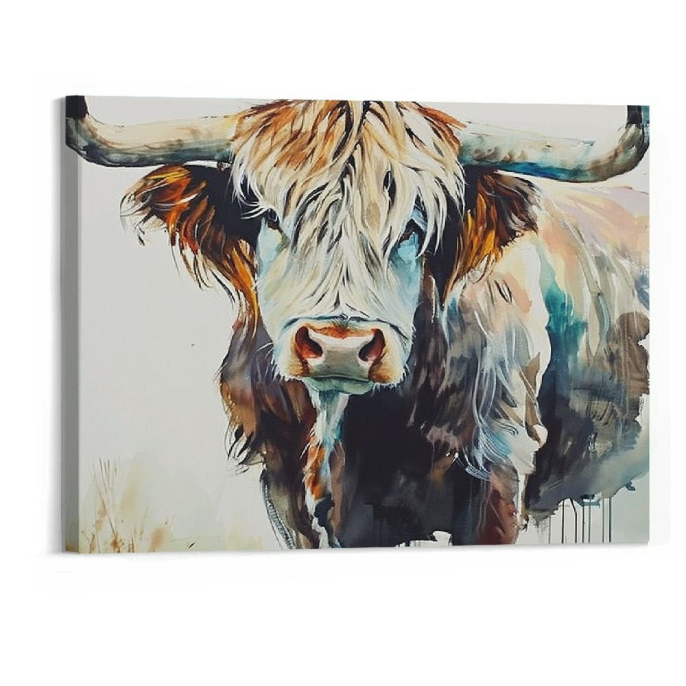 Orinice Colorful Highland Cow Canvas Wall Art Animal Pictures Print ...