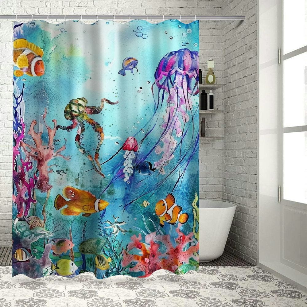 Orinice Colorful Ocean Seaworld Shower Curtain for Bathroom Set ...