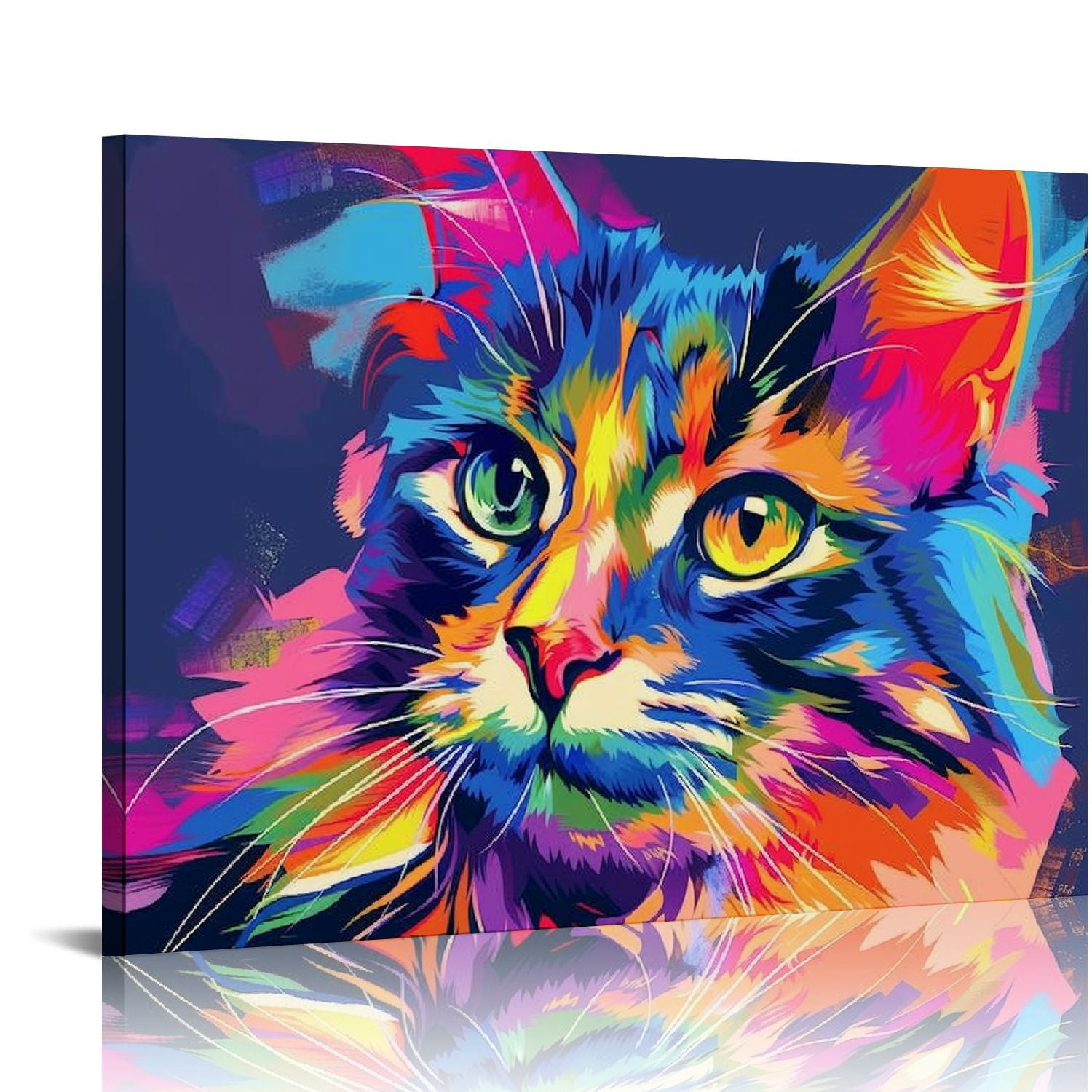 Orinice Colorful Rainbow Cat Digital Art Painting Pop Art Vibrant Paint ...